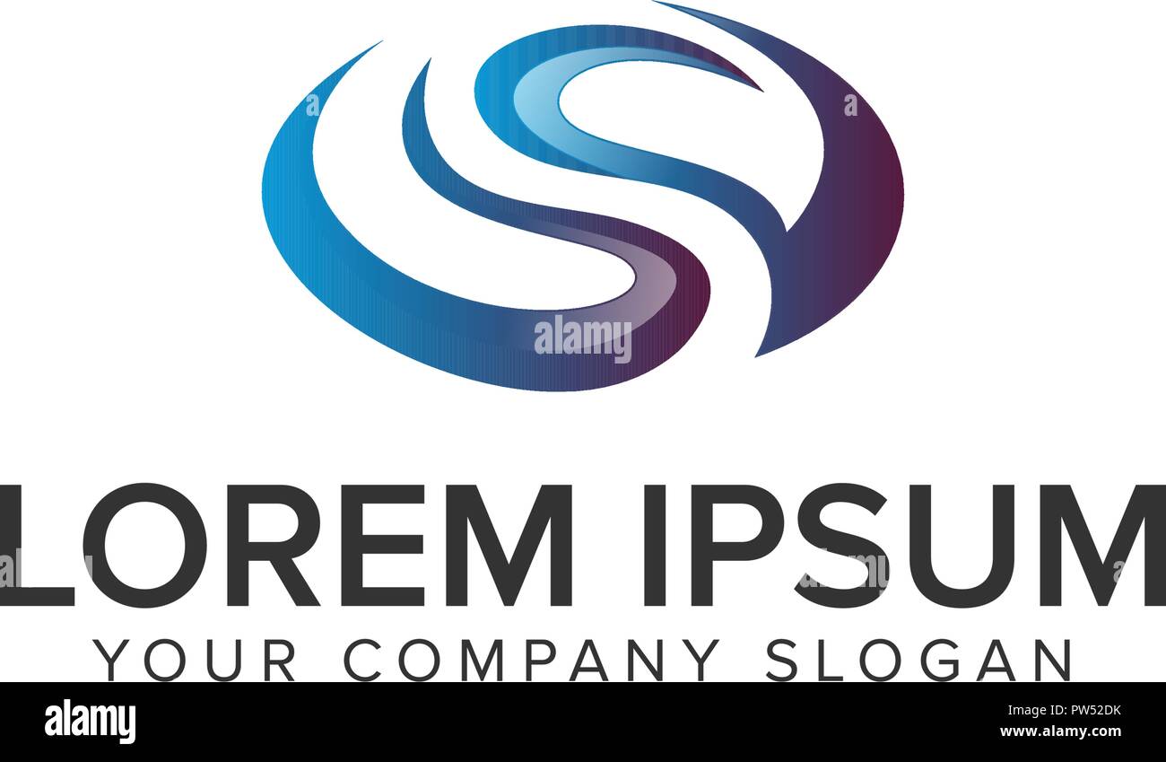 Lettre S 3D ovale logo design concept modèle. entièrement éditables ...