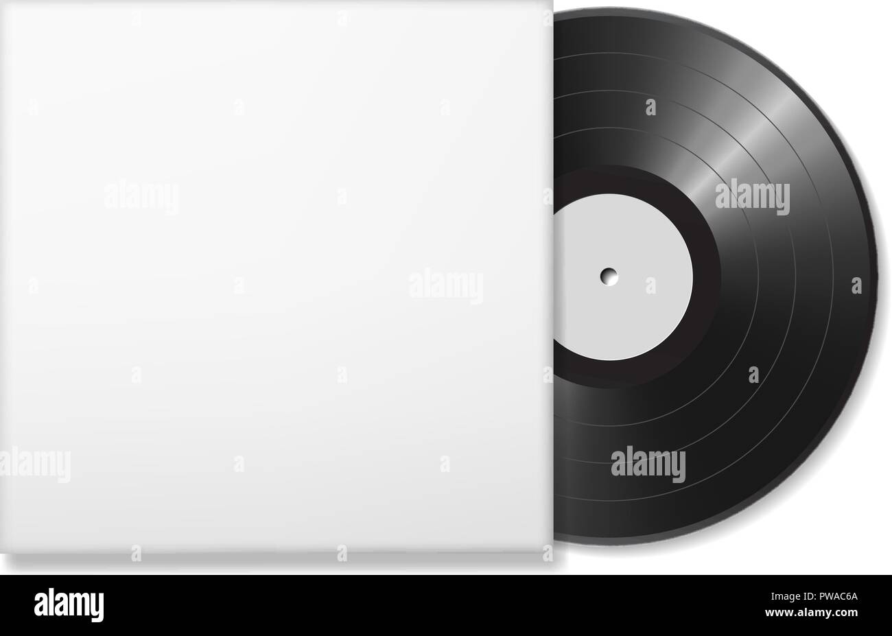 Disque vinyle vierge des maquettes dans une affaire. Arrière-plan blanc ...