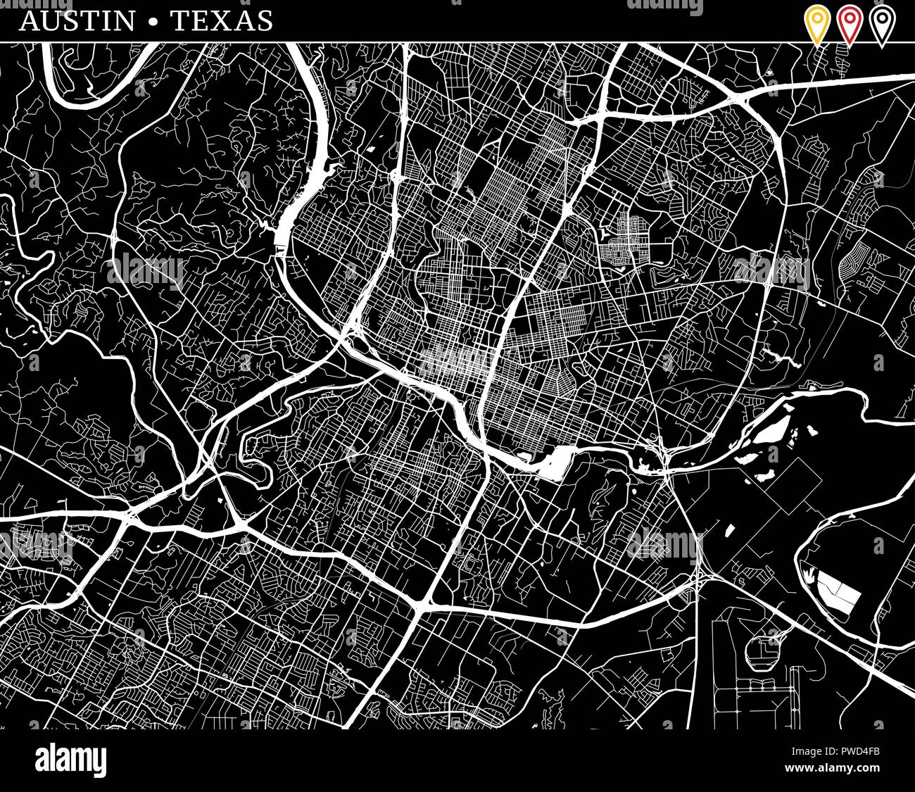 Carte austin Banque d'images vectorielles - Alamy