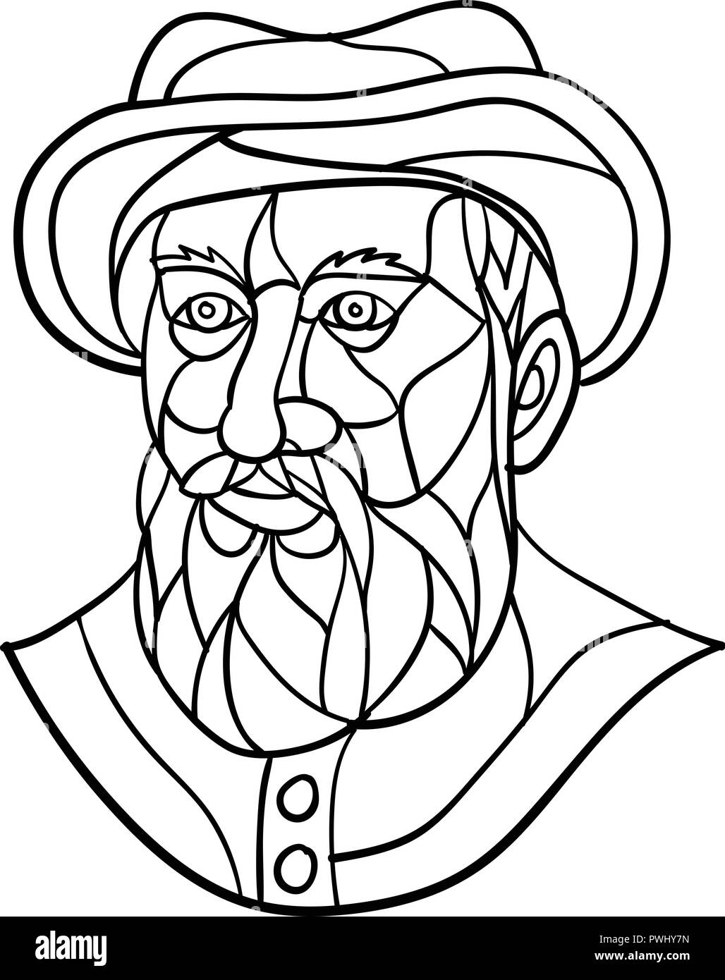 Faible mosaïque Style polygone illustration d'un ancien explorateur ...