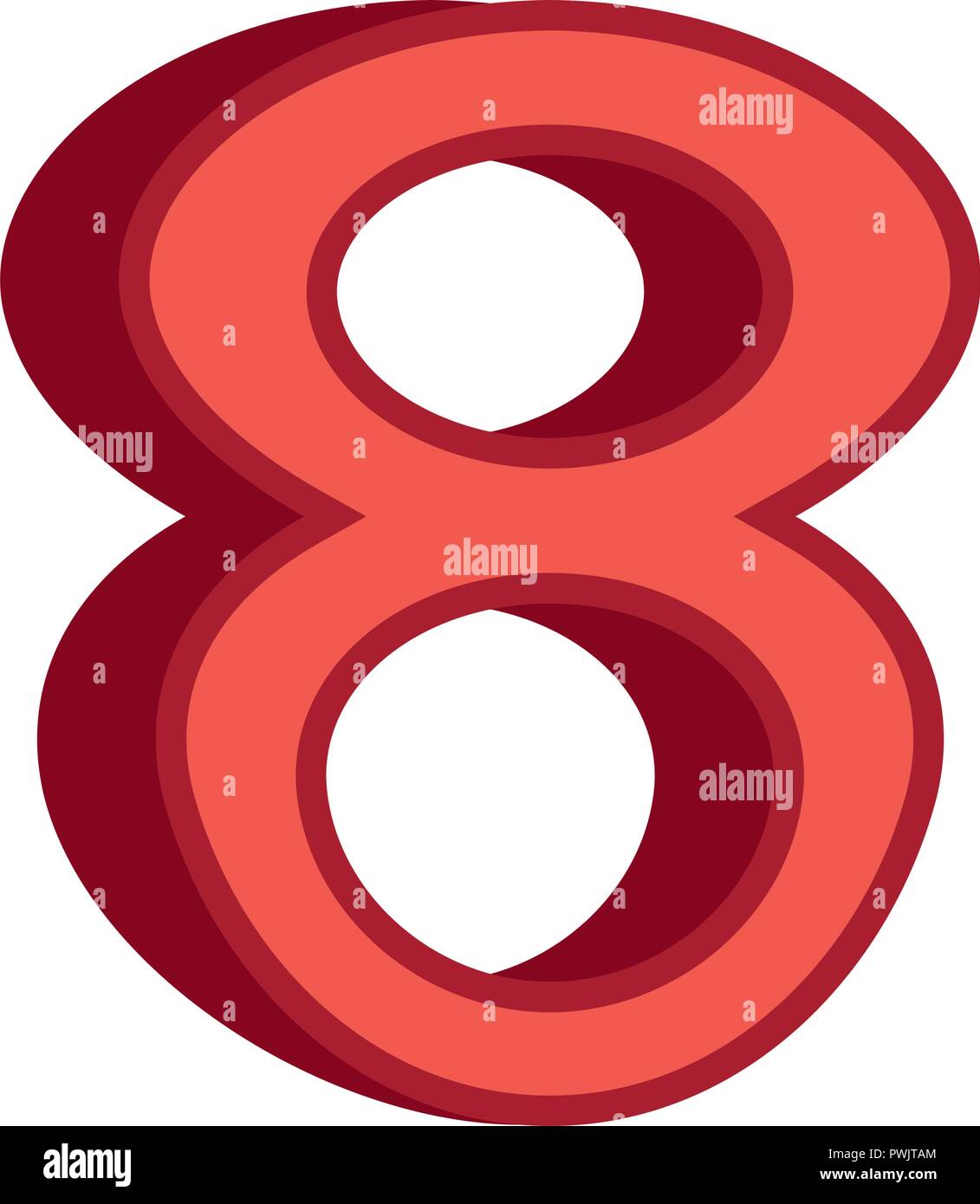 Huit rouge 3d numéro de police sur fond blanc vector illustration Image ...