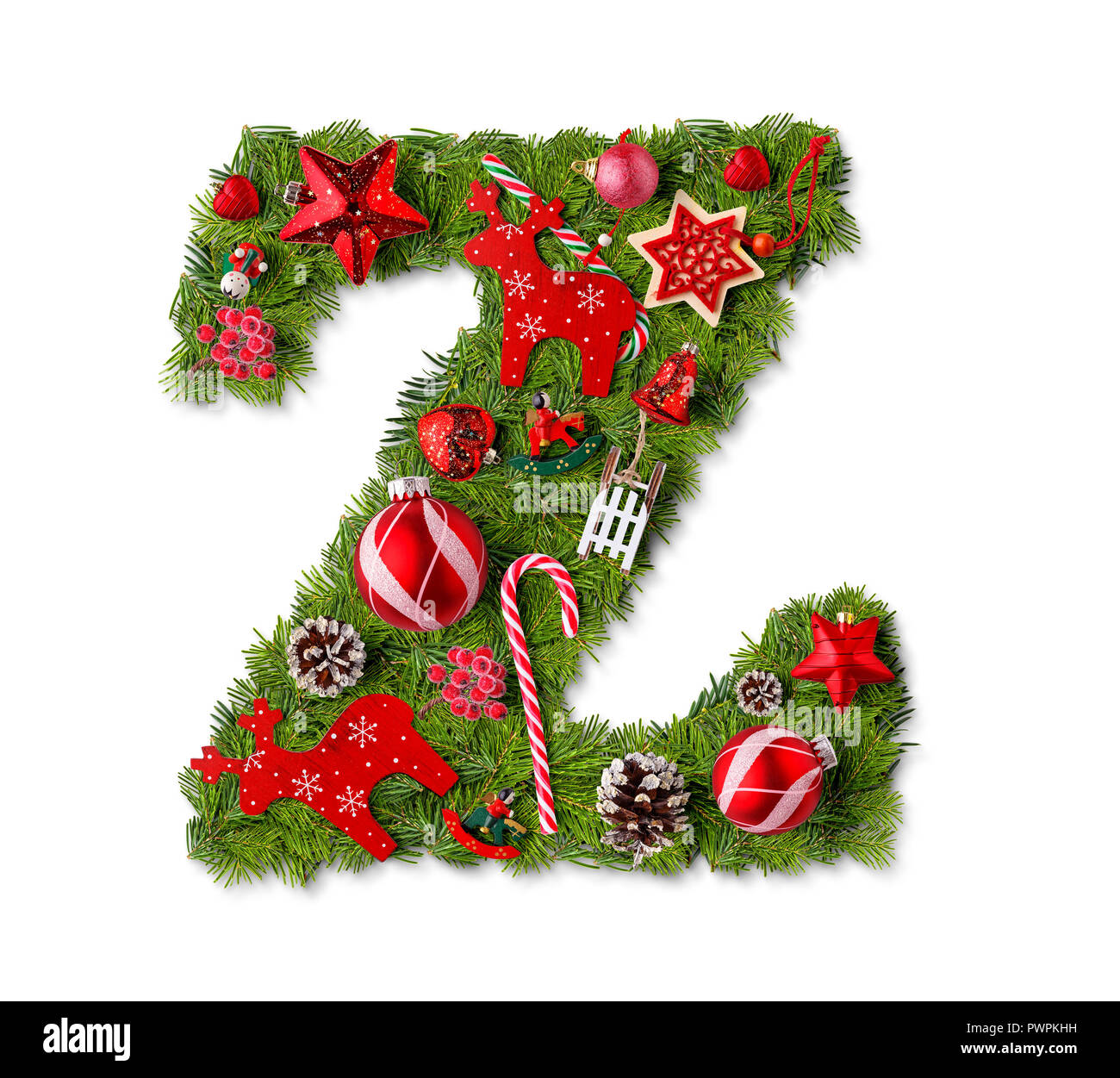 Lettre de l'alphabet de Noël Z isolated on white Photo Stock - Alamy