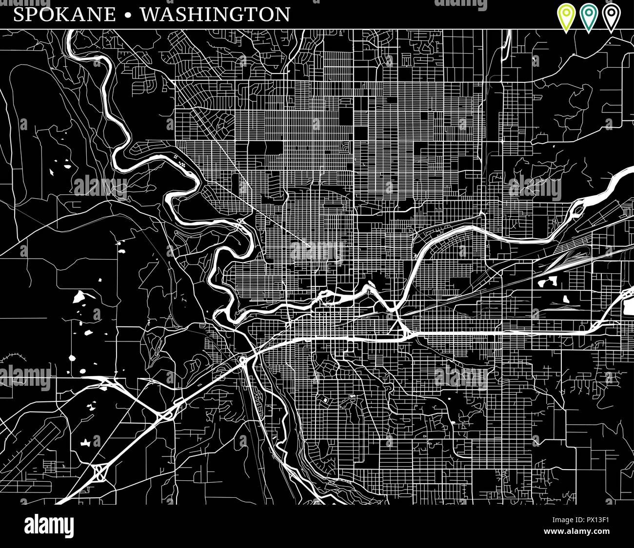 Spokane map Banque de photographies et d’images à haute résolution - Alamy