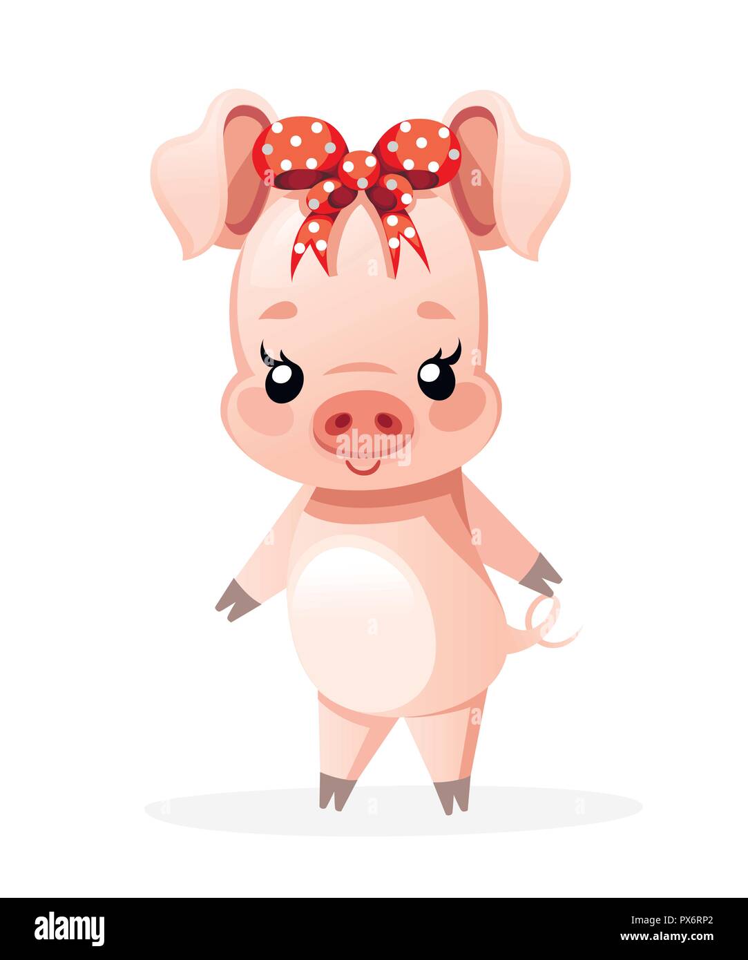 Cochon mignon. Cartoon character design. Fille de porc avec un archet ...
