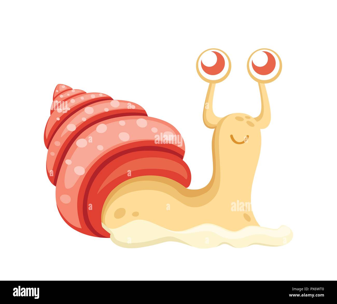 Escargot de mer mignon. Cartoon character design. Escargot jaune rouge ...