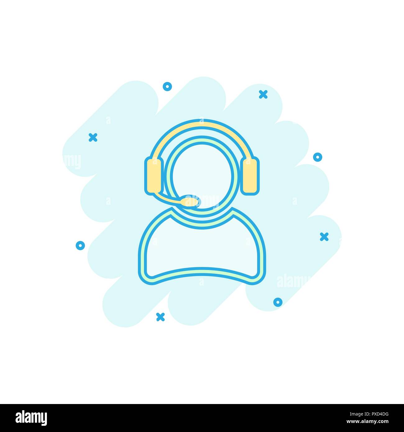 Vector cartoon opérateur à l'icône du microphone dans le style comique ...