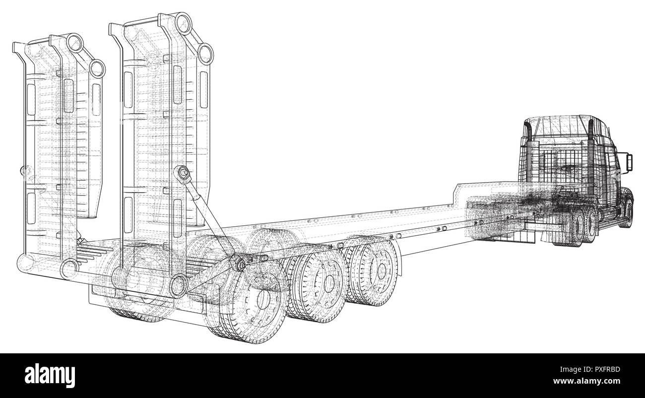 Camion semi remorque vue de dessus Banque d'images détourées - Alamy