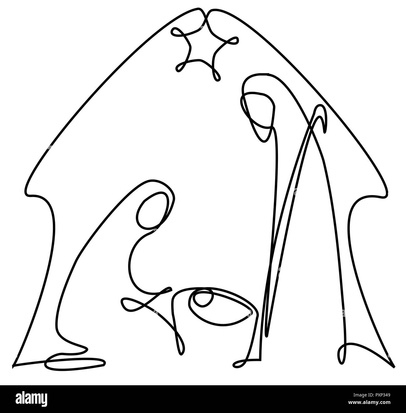 Crèche Sainte Famille avec un dessin Image Vectorielle Stock - Alamy