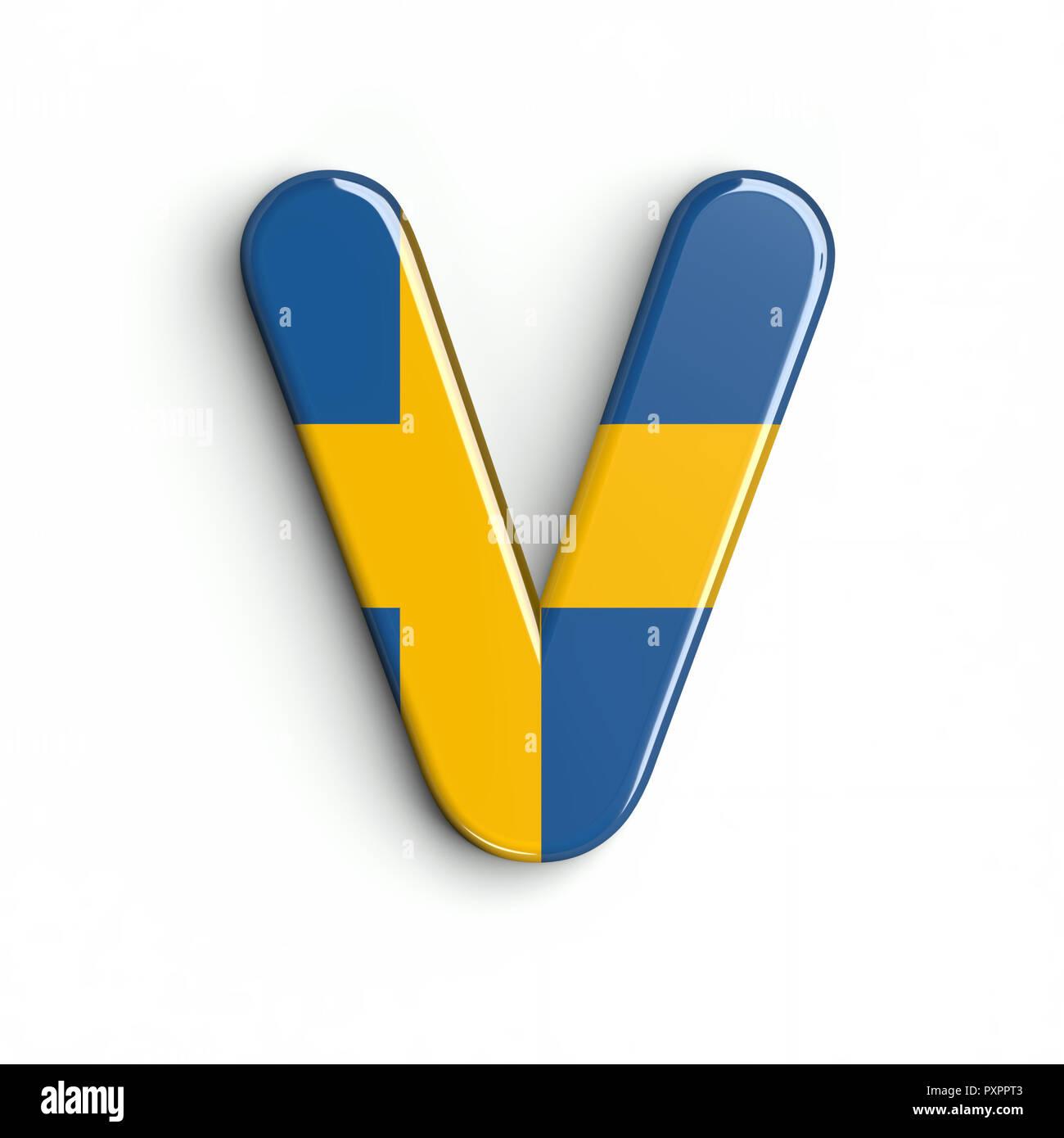 Drapeau Suède Lettre V - capitale suédoise 3d font isolé sur fond blanc ...