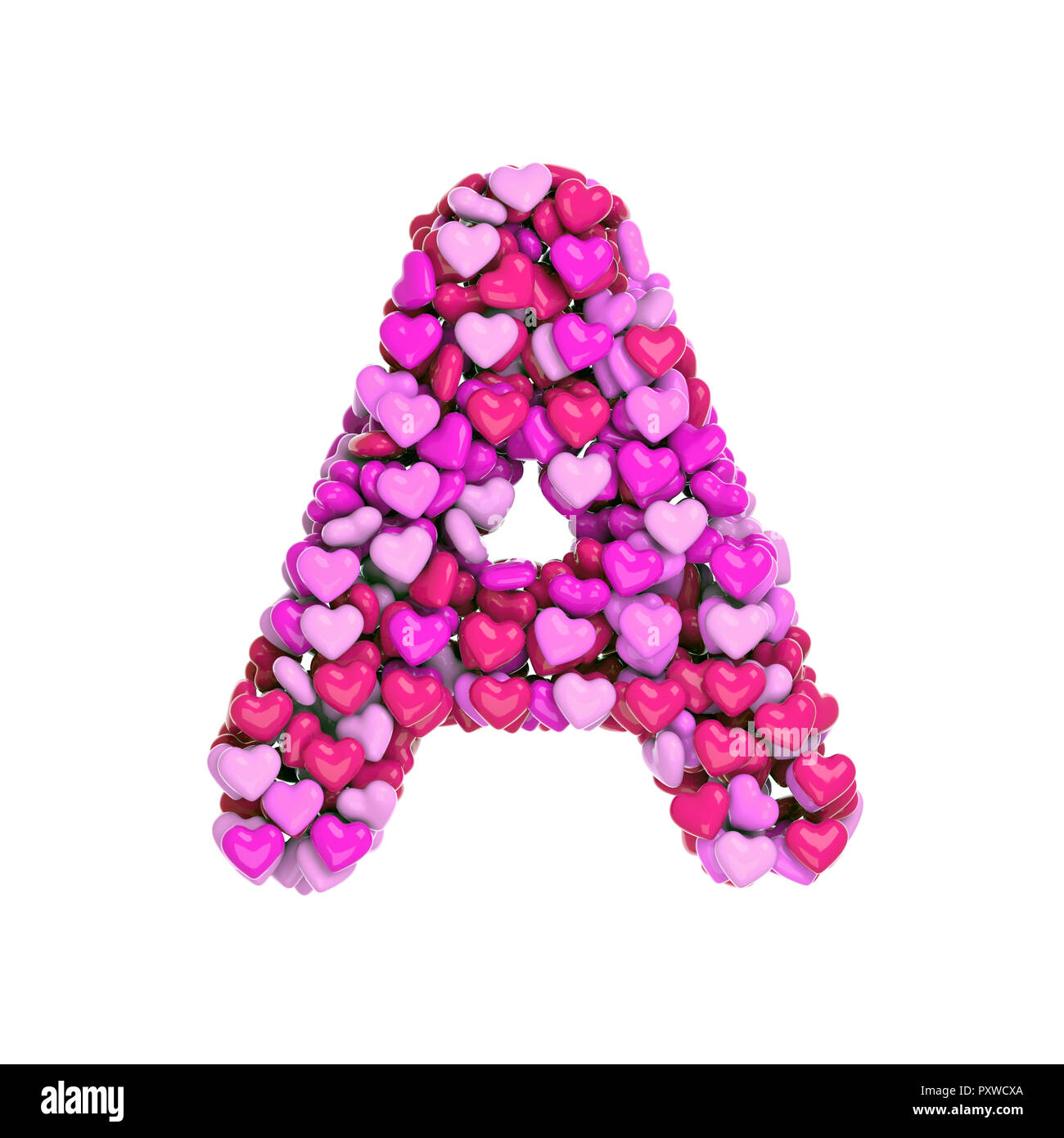 Lettre de la Saint-Valentin UN Capital - coeurs roses 3d font isolé sur ...