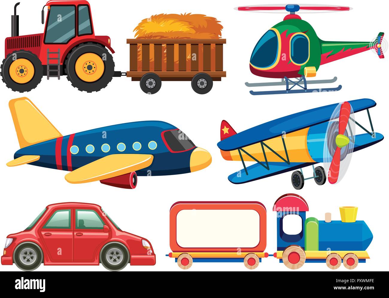 Différents types de transports sur fond blanc illustration Image ...
