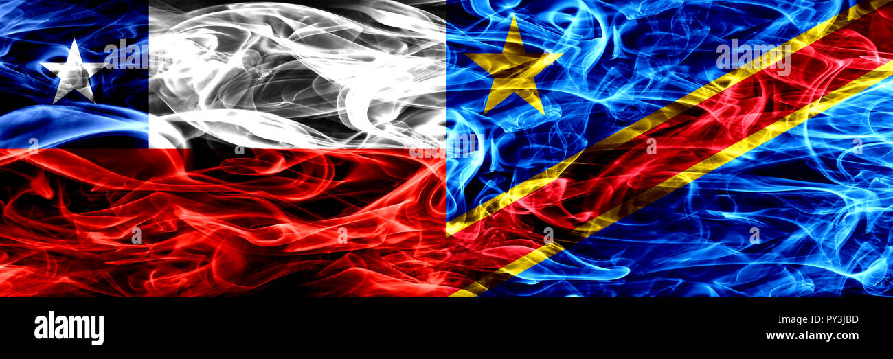 Le Chili, chilien vs République démocratique du Congo drapeaux de fumée ...