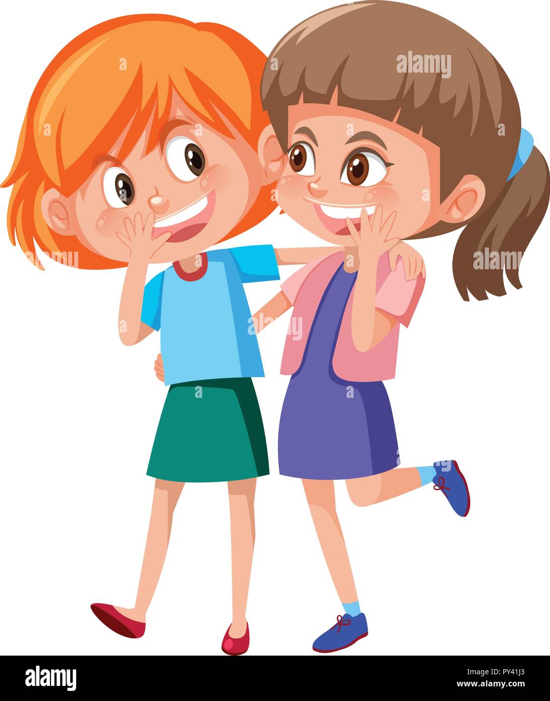Deux amis rire fond blanc illustration Image Vectorielle Stock - Alamy