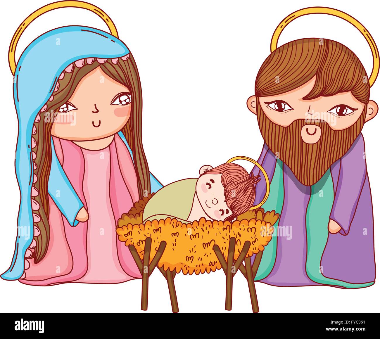 Joseph mary baby cartoon jesus Banque d'images vectorielles - Alamy