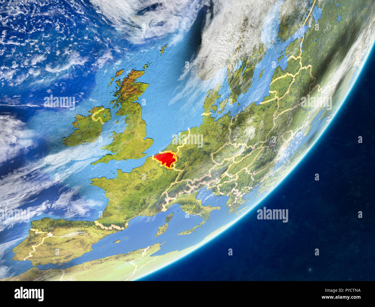 La Belgique sur le modèle de la planète Terre avec des frontières du ...