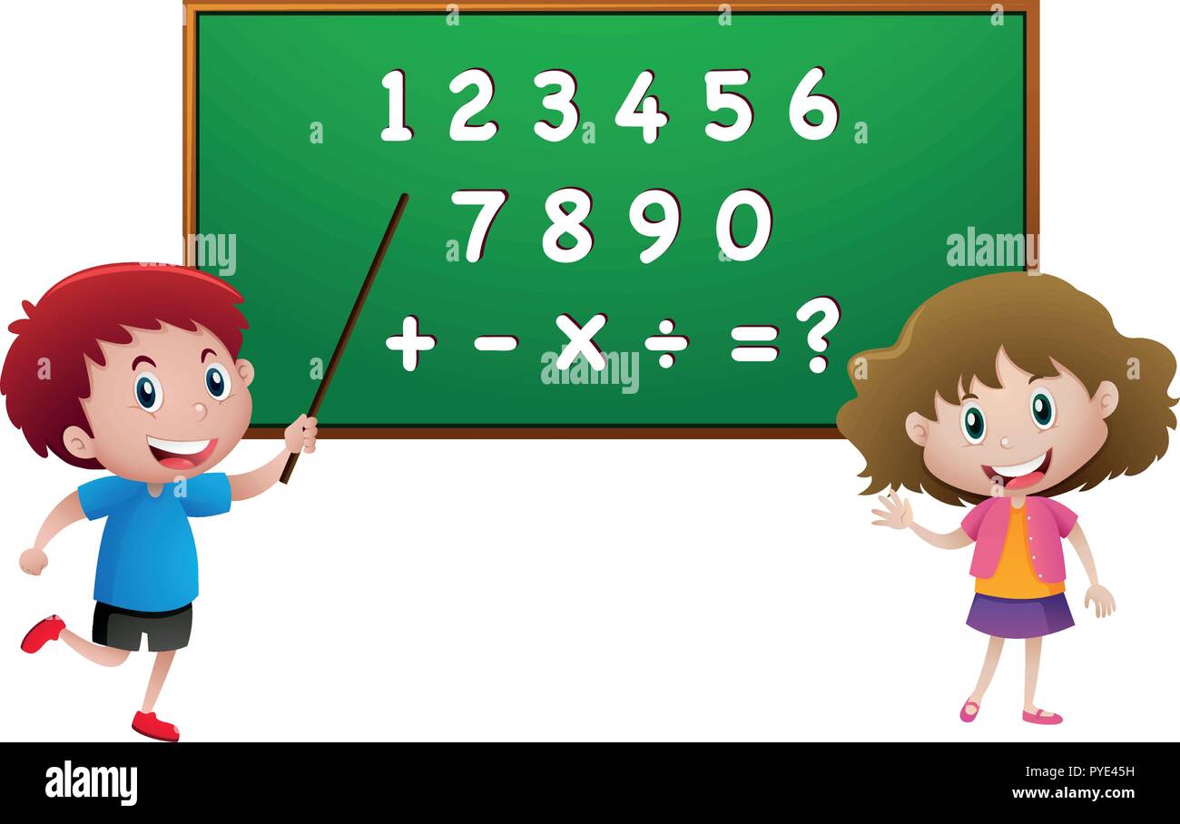 Les élèves de compter des numéros sur tableau noir illustration Image ...