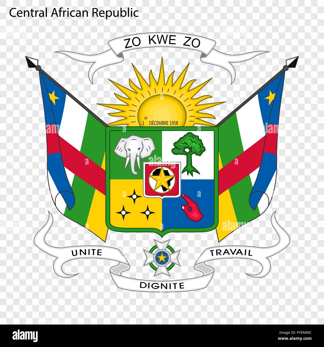 Symbole de la République centrafricaine. L'emblème national Image ...