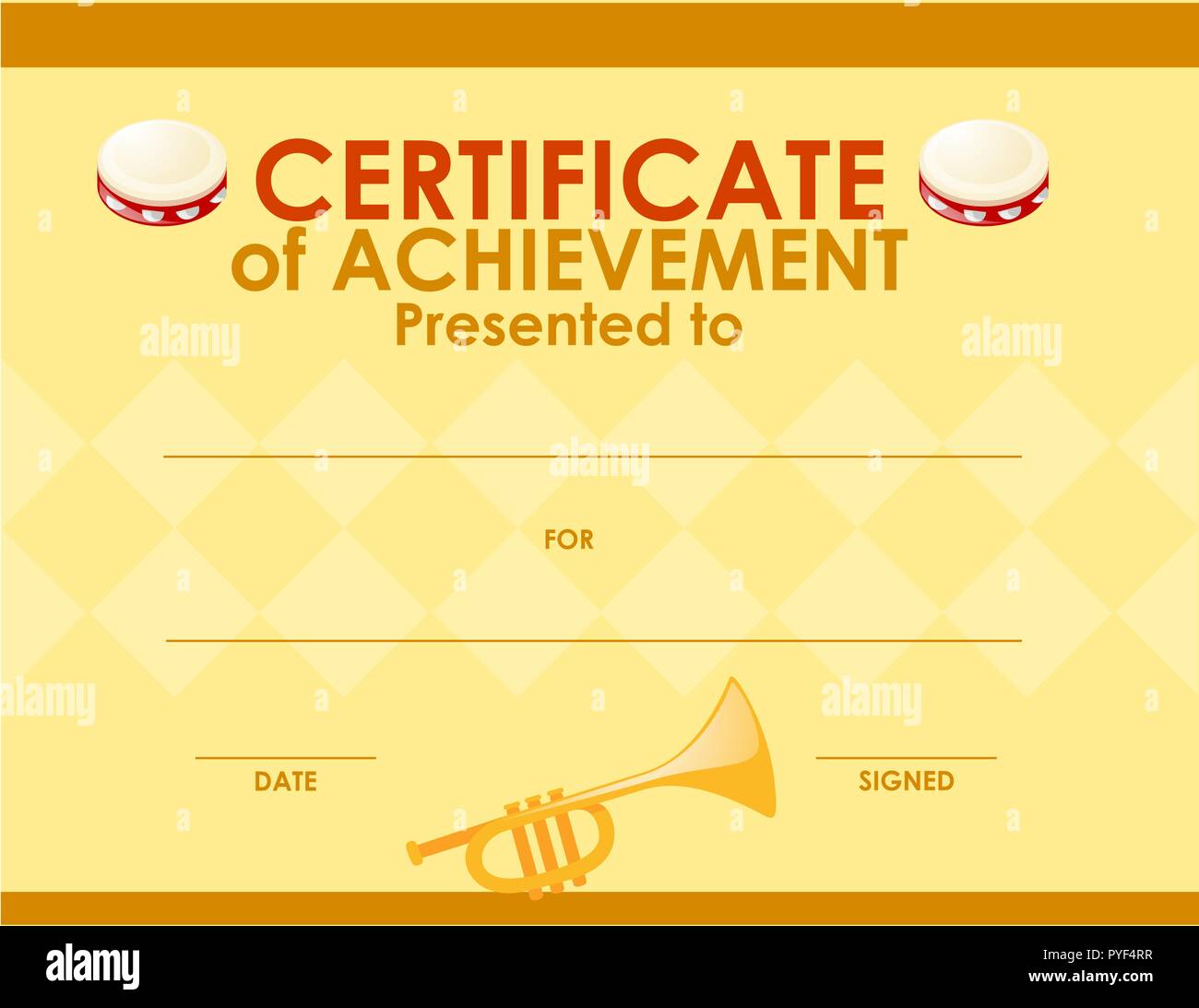 Modèle de certificat avec illustration d'instruments de musique Image ...