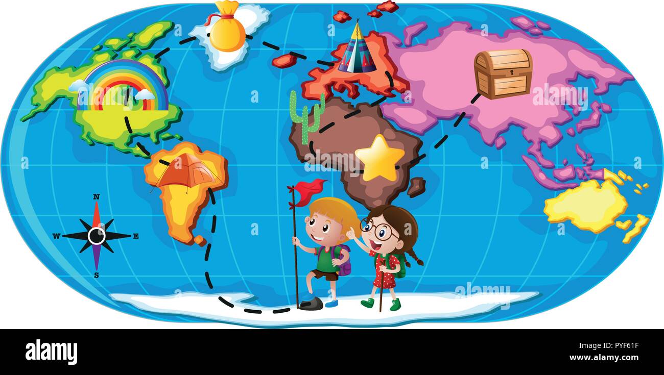 Cartes du monde pour enfant Banque d'images vectorielles - Alamy