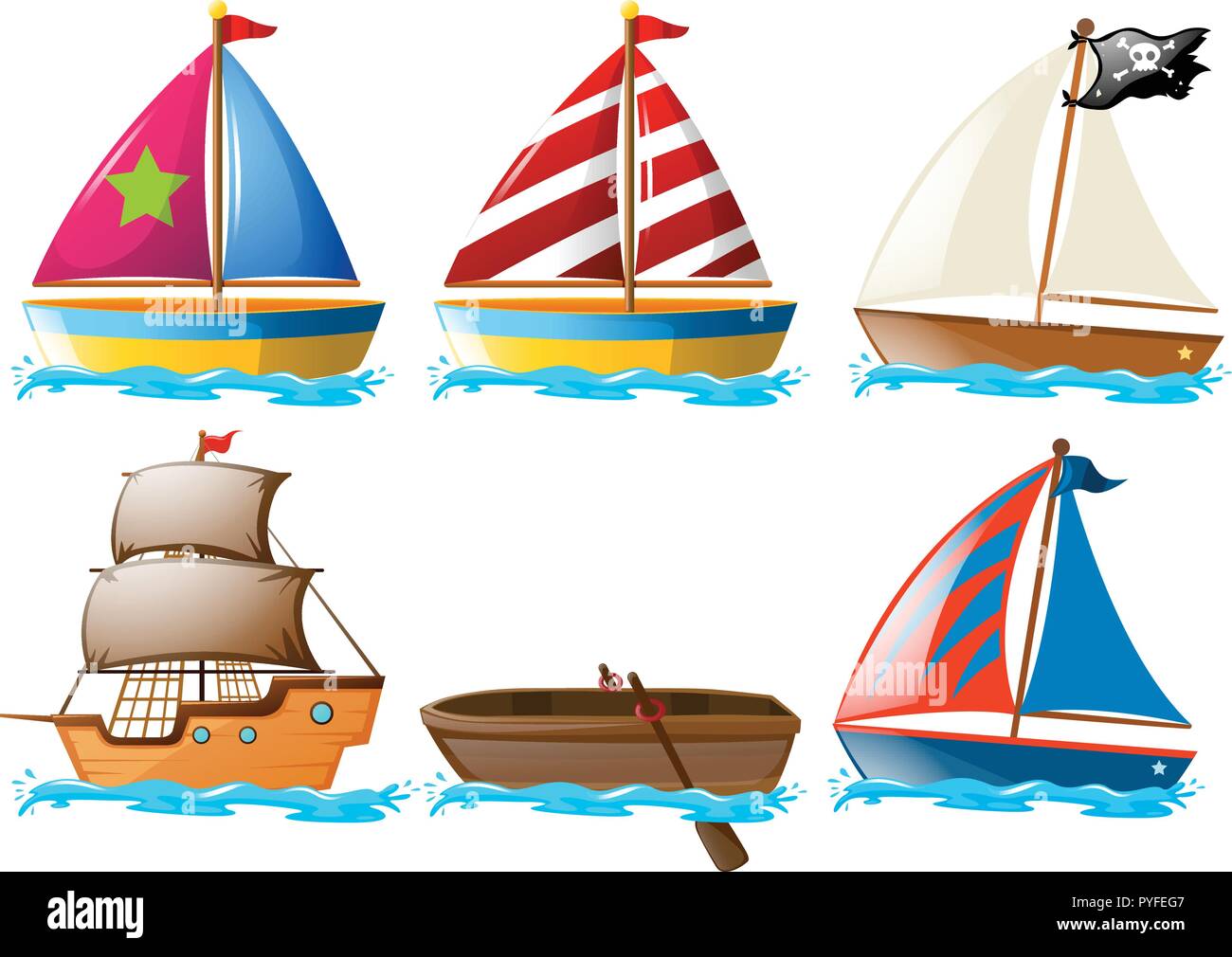 Différents types de navires illustration Image Vectorielle Stock - Alamy