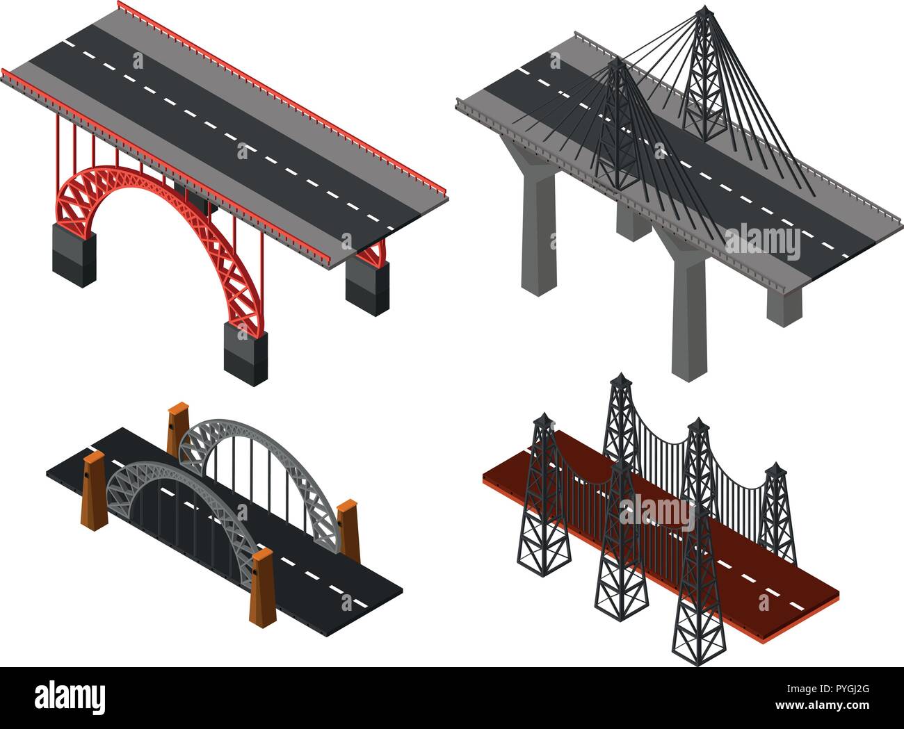 Différents modèles de ponts illustration Image Vectorielle Stock - Alamy