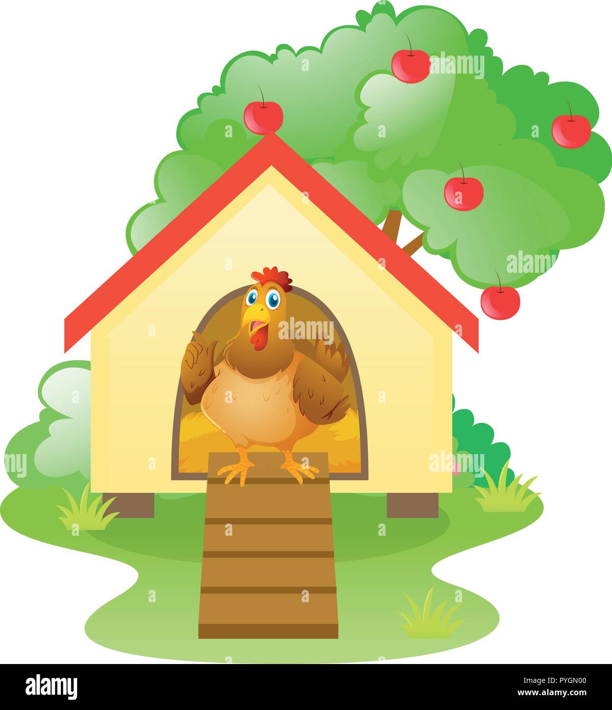 Poulet dans le poulailler illustration Image Vectorielle Stock - Alamy