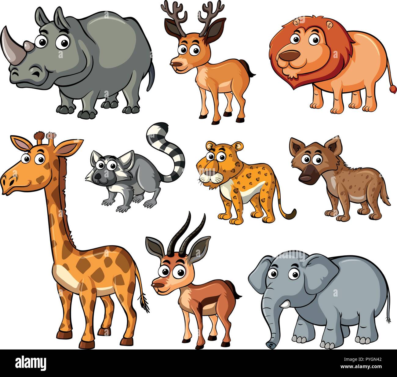Différents types d'animaux sauvages illustration Image Vectorielle ...
