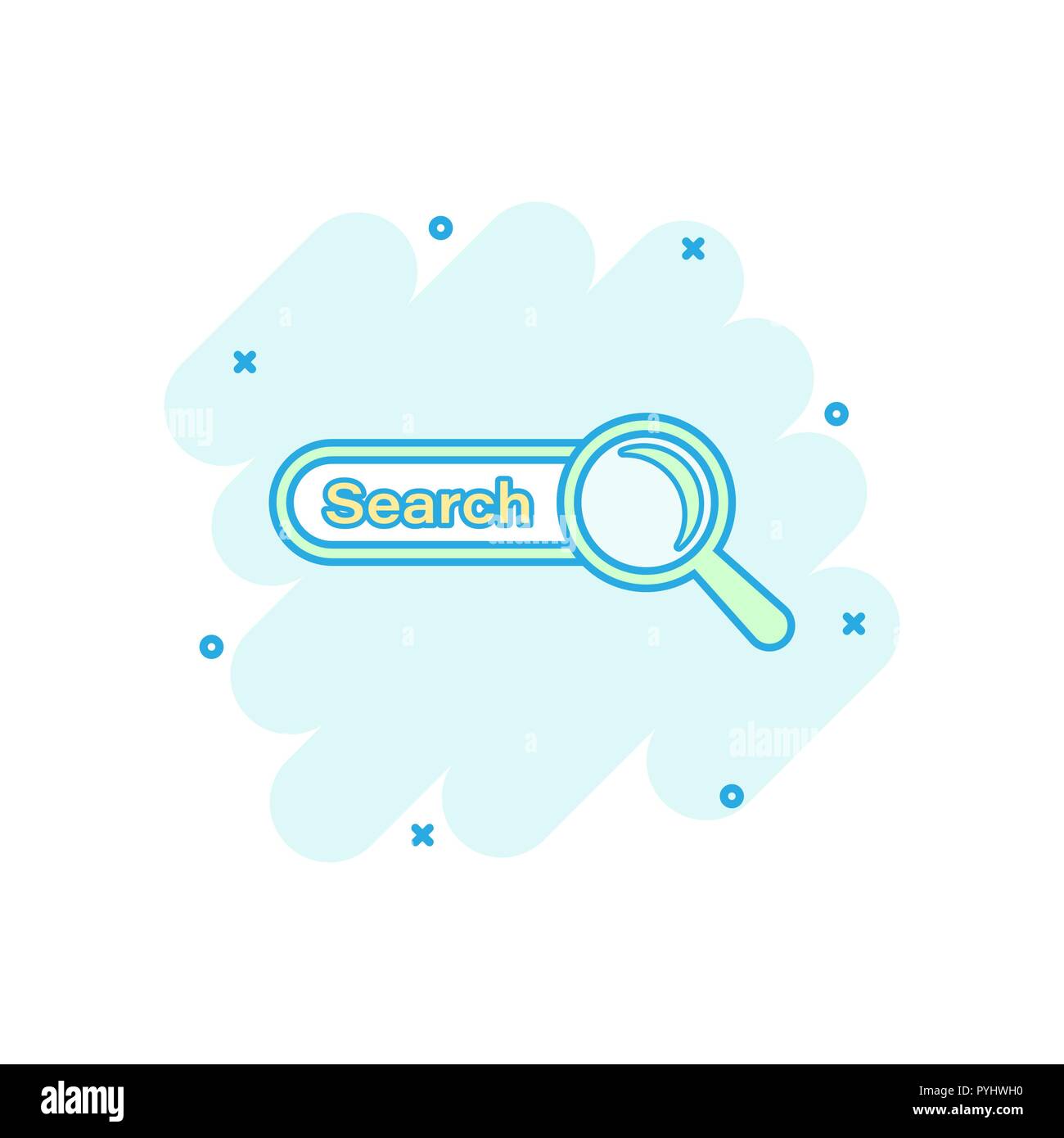 Vector cartoon search bar ui icon dans le style comique. Recherche sur ...