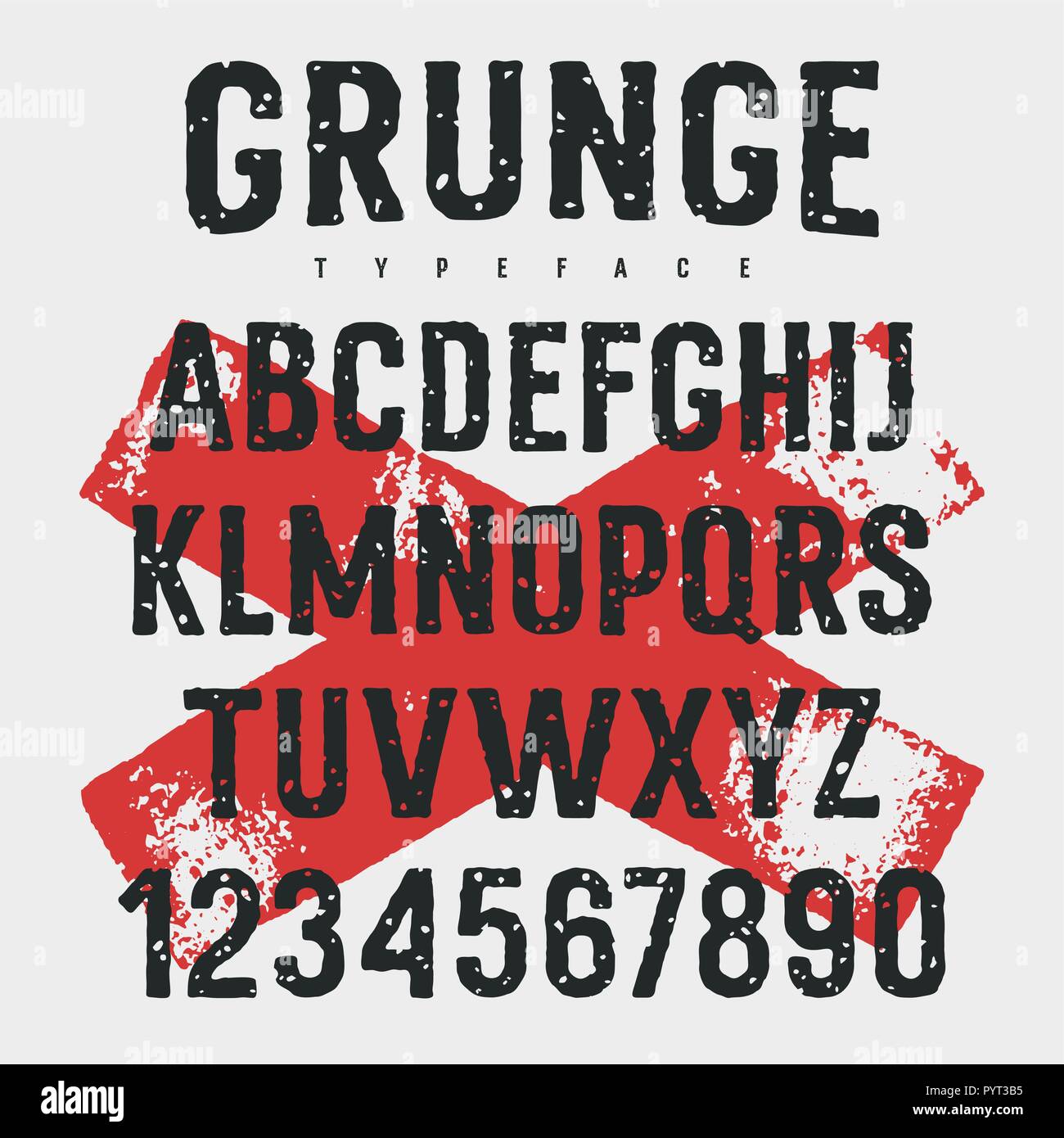 Timbre rugueux typeface / Grunge textured font. Fait main vecteur ...