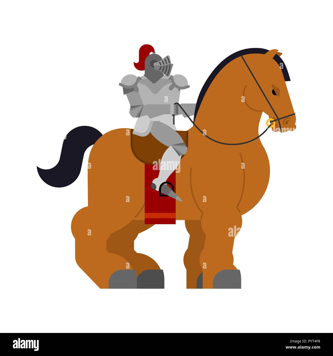 Knight riding horse cartoon Banque d'images vectorielles - Alamy