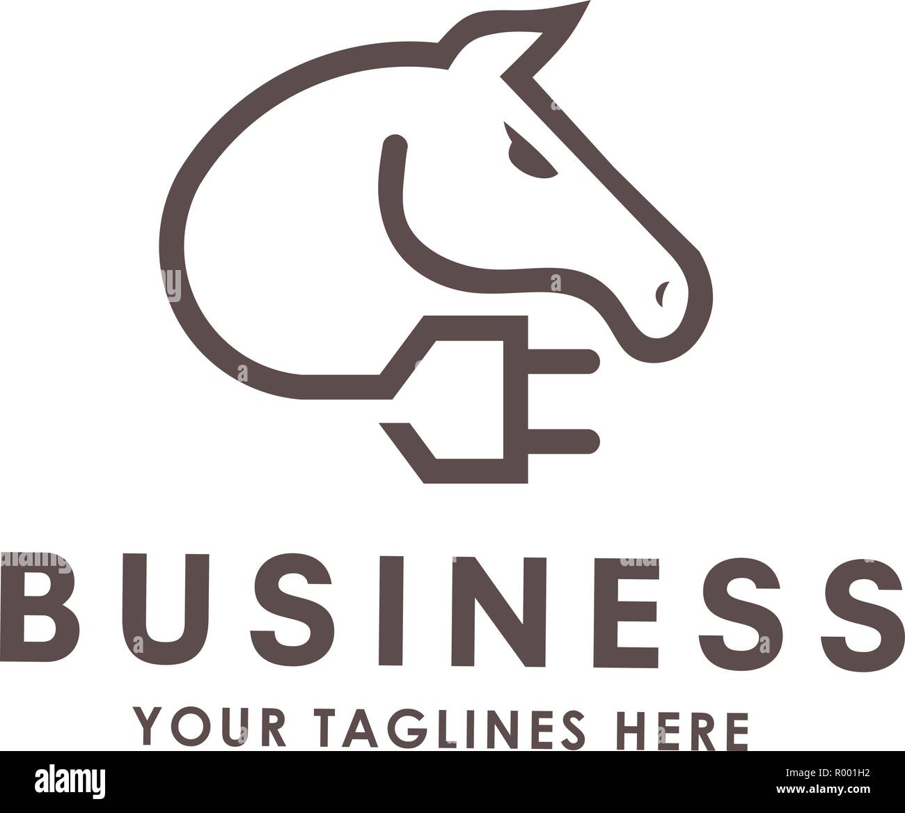 Logo simple ligne moderne d'un cheval et fiches d'alimentation,concept ...