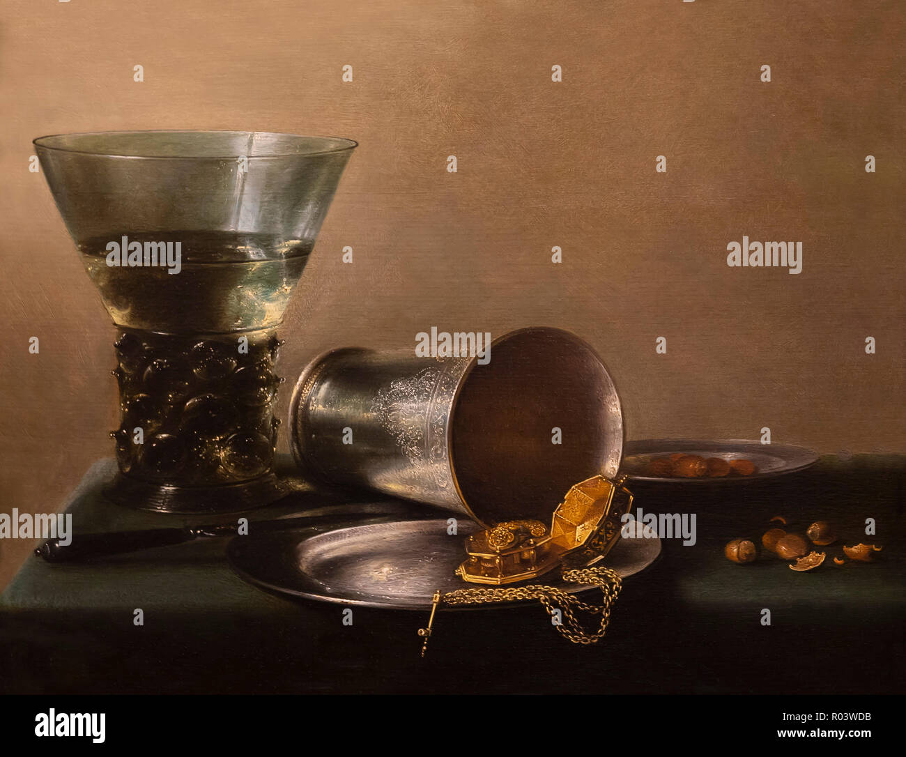 Nature morte avec grand berkemeyer et montre de poche en or Banque de ...