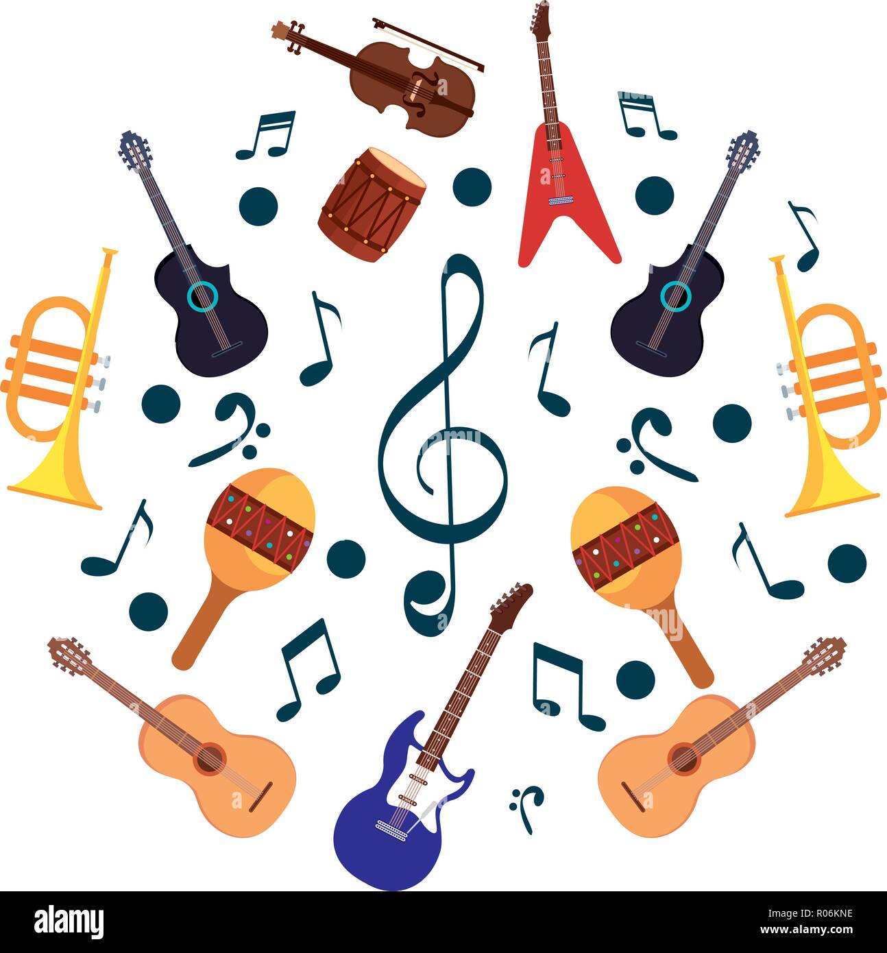 Notes de musique et instruments vecteur illustration design pattern ...