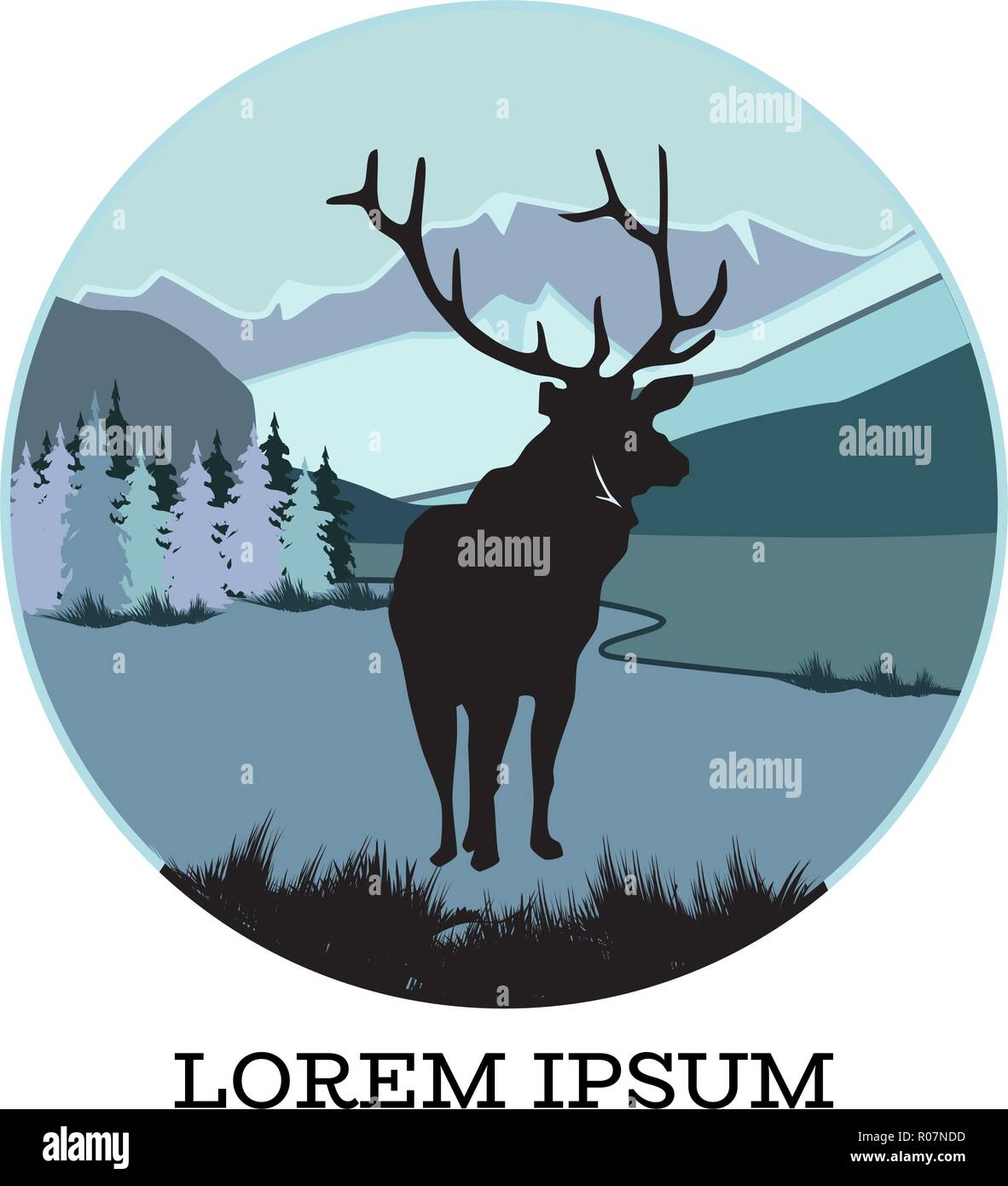 Silhouette de cerf sur nature background vector illustration Image ...