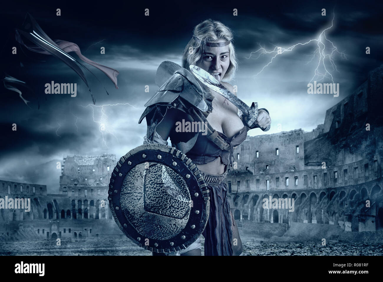 L'ancienne guerrière ou dans l'arène de gladiateurs Photo Stock - Alamy