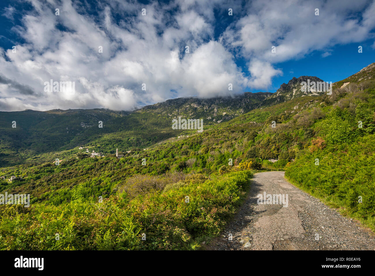 Monte Stello massif sur village de Sisco, route D32, Cap Corse, Haute ...