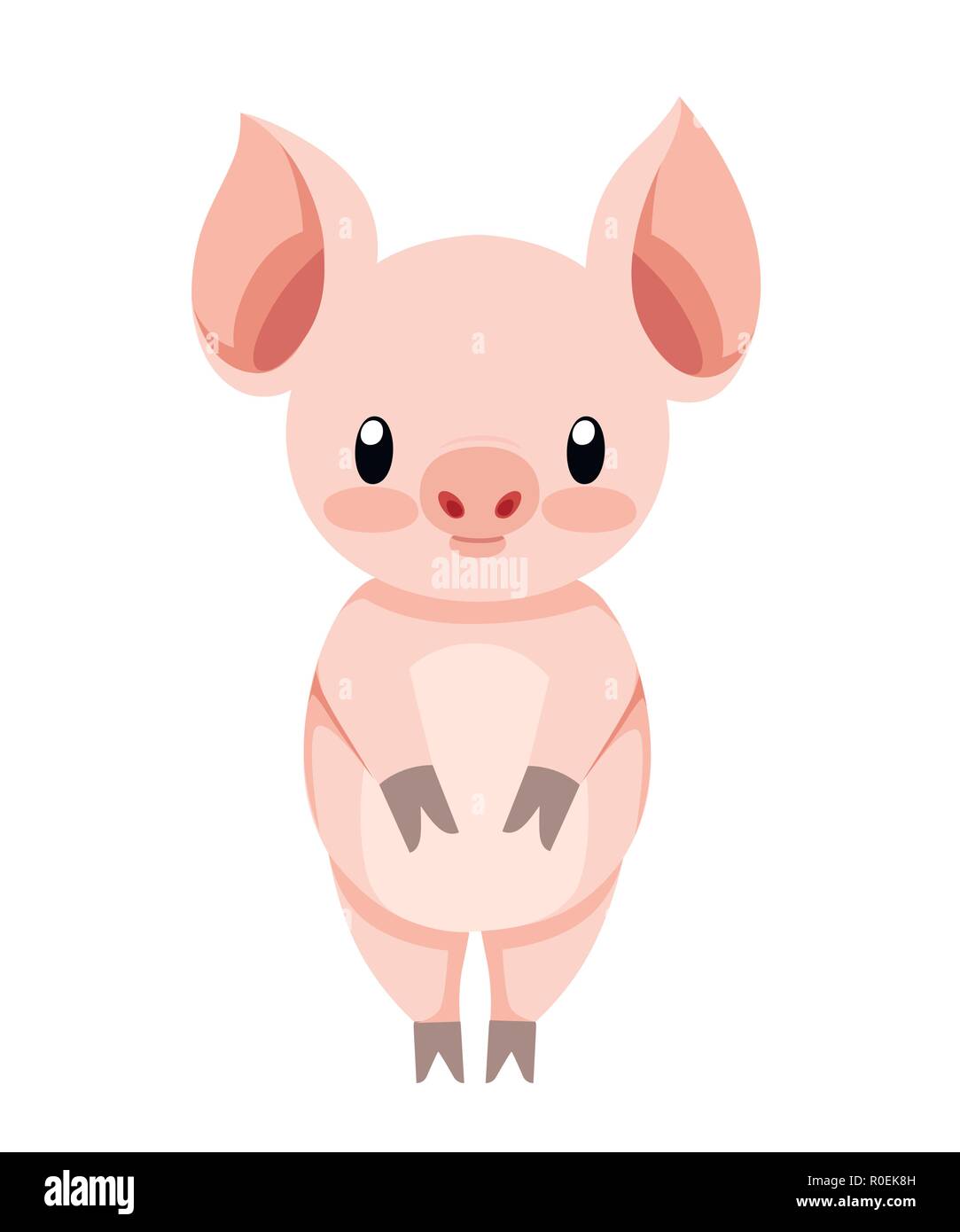 Cute pig standing. Cartoon character design. Télévision petit cochon ...