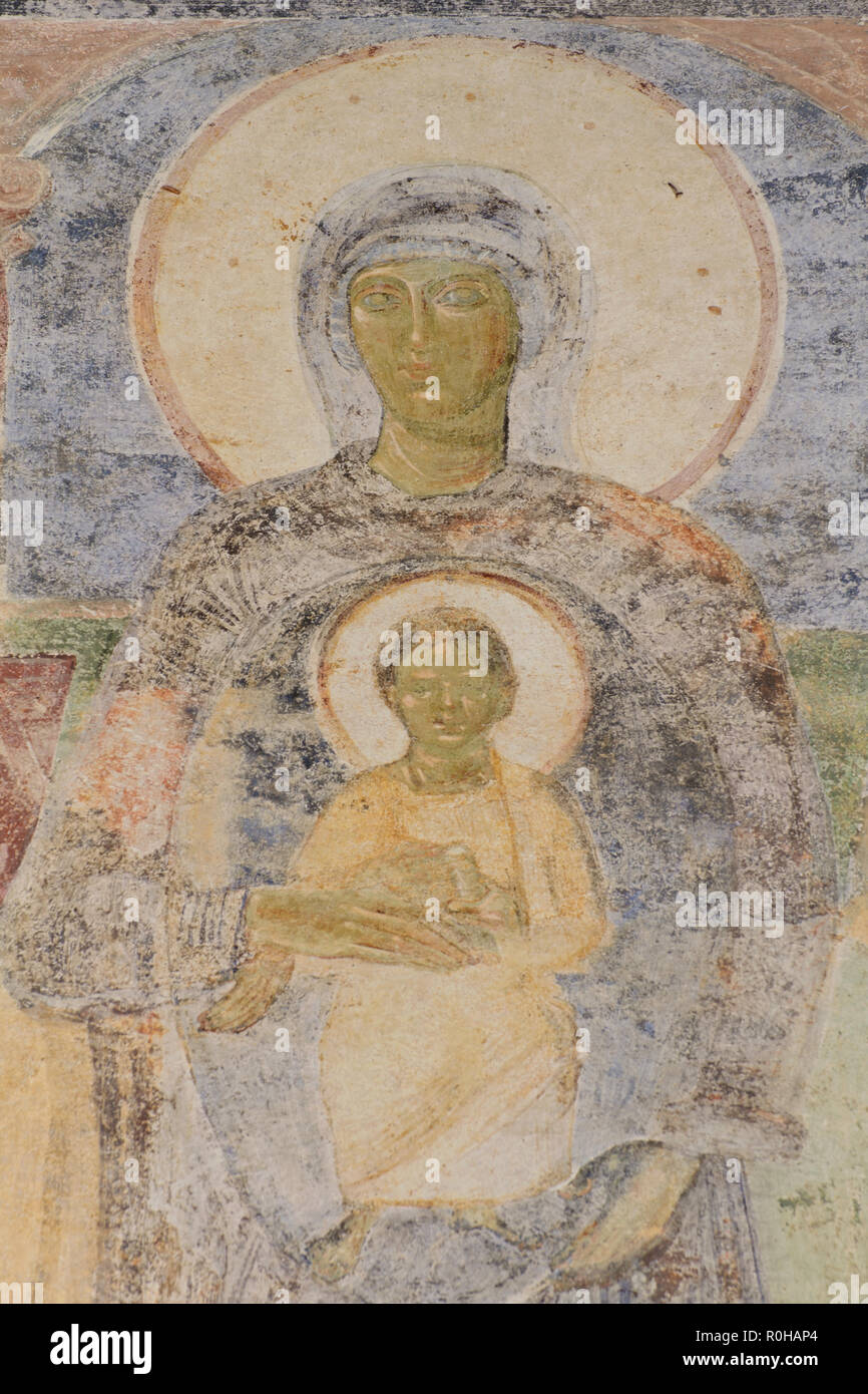 Une fresque Byzantine rare à Rome représentant la Madone et l'enfant (7 ...