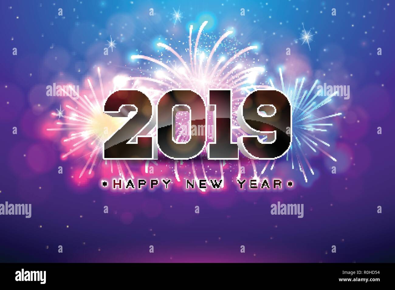 Bonne année 2019 l'illustration à l'aide de Fireworks et 3d nombre sur ...