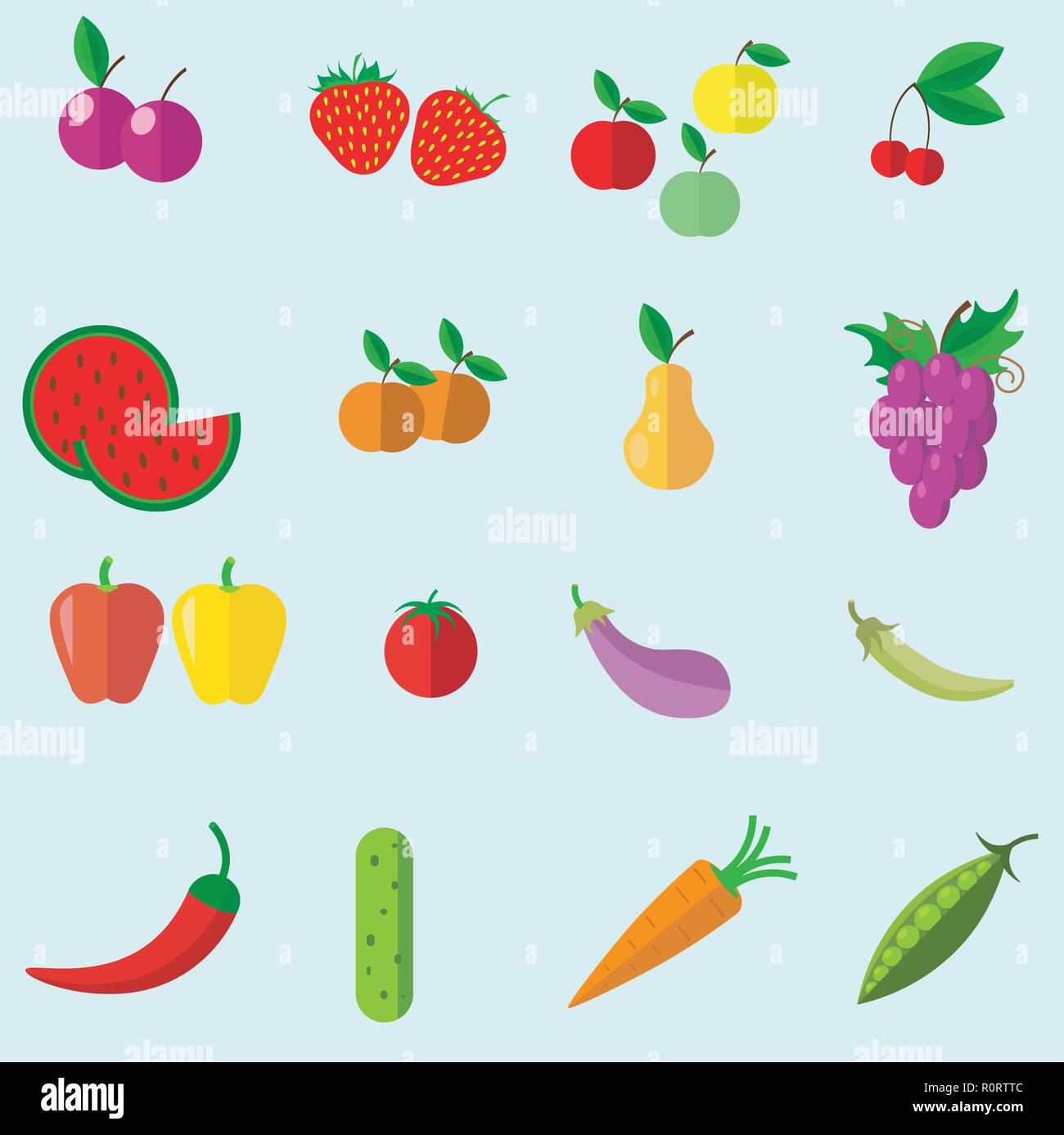 Ensemble de fruits et légumes. Vector illustration sur le thème de l ...