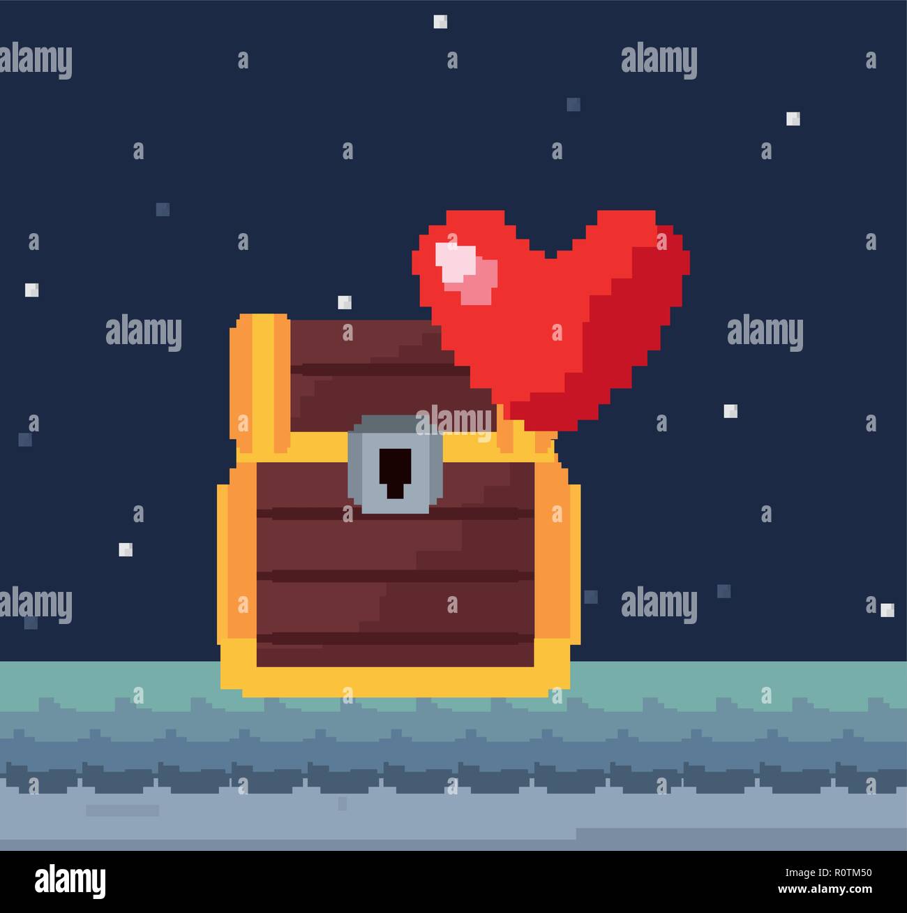 Coffre au Trésor jeu vidéo pixel heart vector illustration Image ...