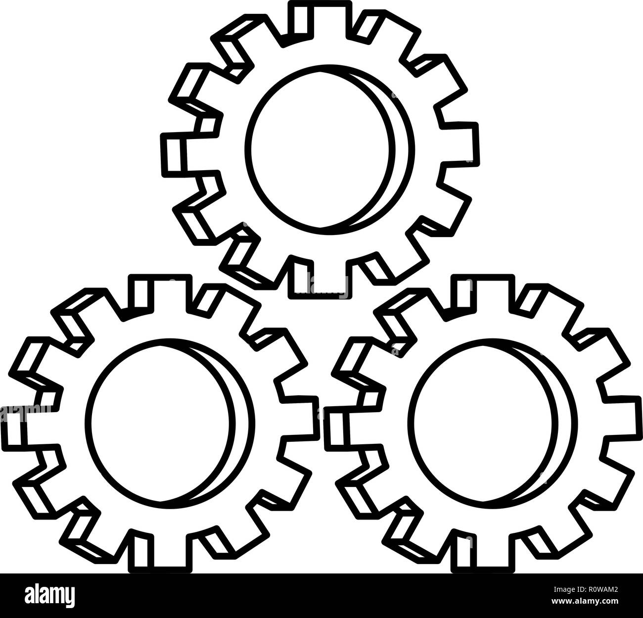 Trois engrenages sur fond blanc vector illustration Image Vectorielle ...