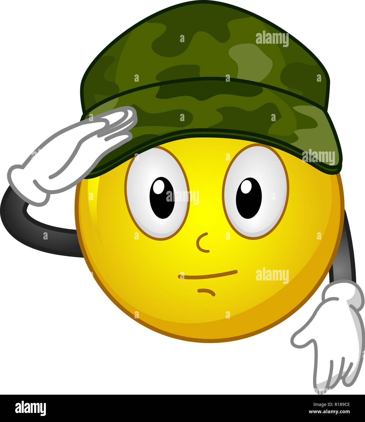 Illustration d'une mascotte Smiley Soldat portant Hat salue avec la ...
