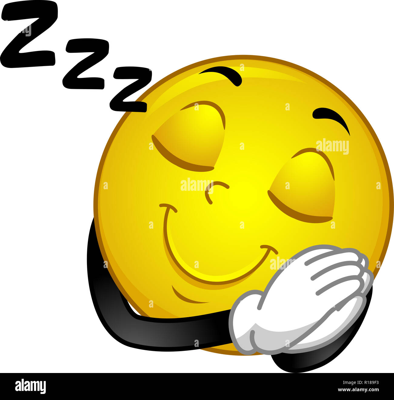 Illustration d'un Smiley Mascot Avec mains ensemble comme oreiller et ...