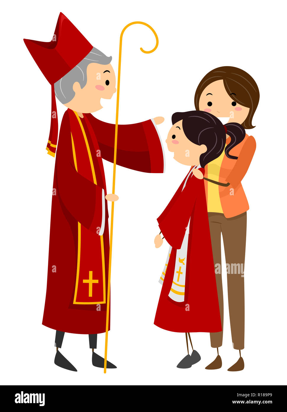Illustration d'un Stickman teen girl le sacrement de confirmation avec ...