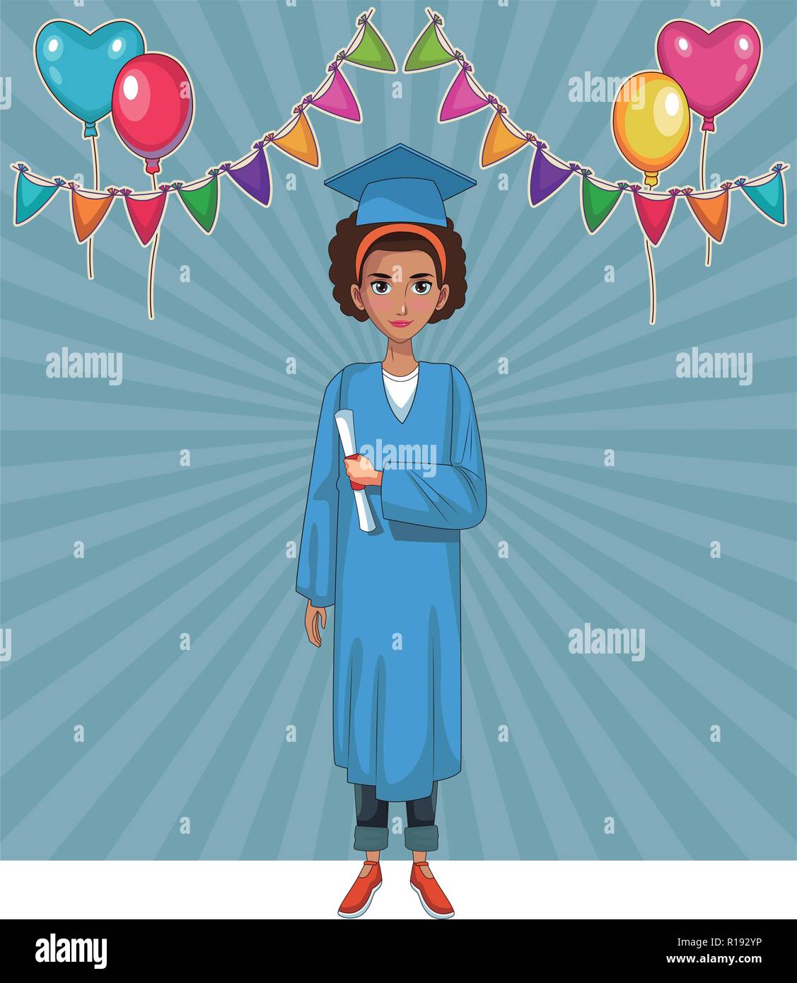 Woman In Graduation Gown Illustration Banque d'image et photos - Alamy