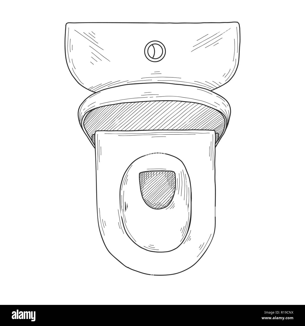Croquis de la cuvette des toilettes isolé sur fond blanc. Vector Image ...