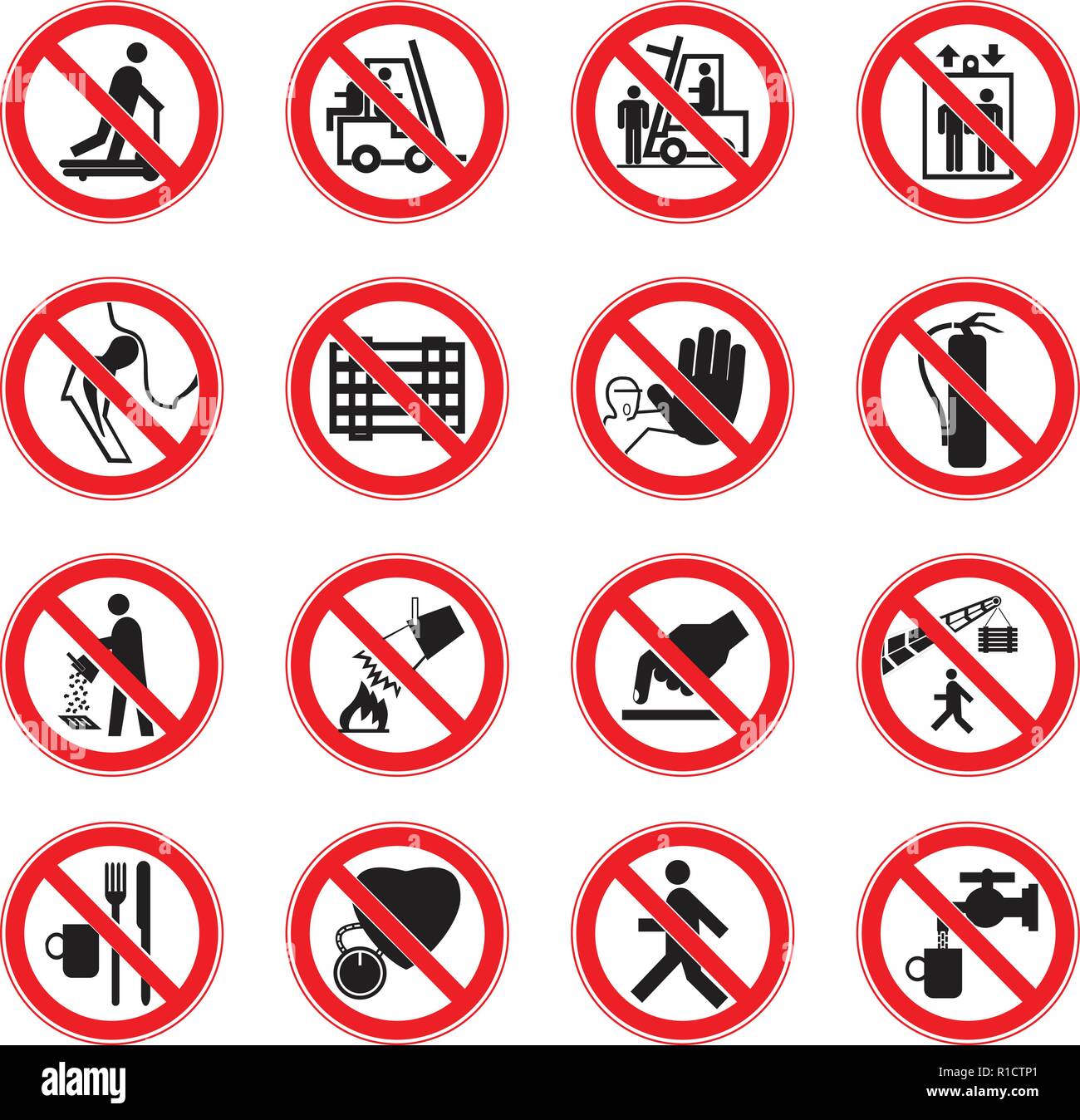 Une série d'interdiction interdiction cercle rouge les panneaux de ...