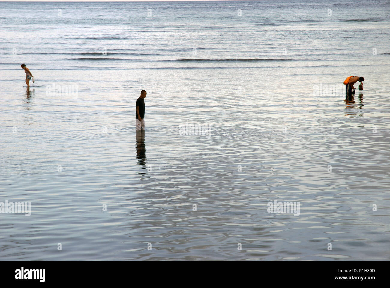 Les gens pêche en mer, plage, Escano Dumaguete, Negros, Philippines ...
