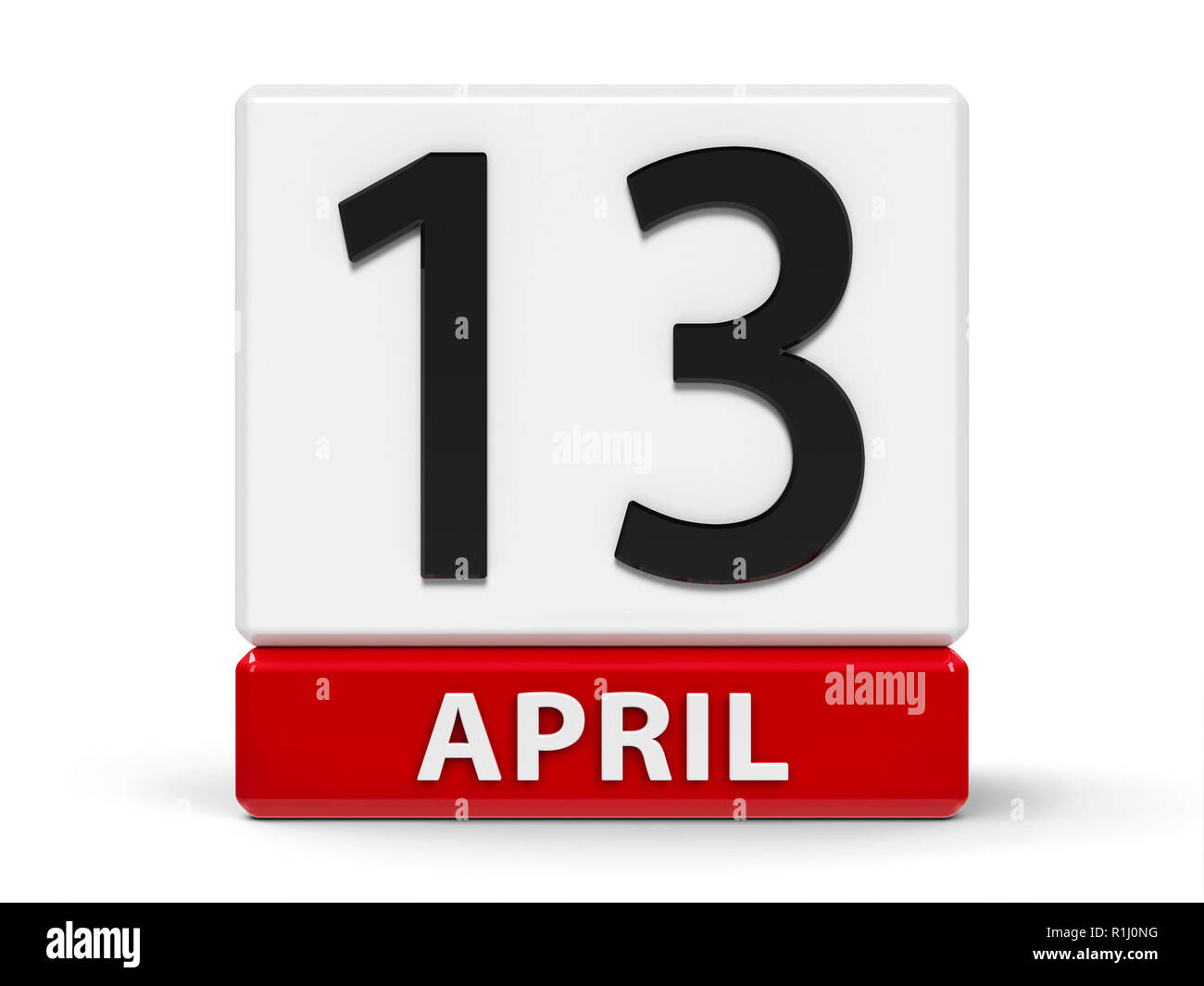 L'icône calendrier rouge et blanc à partir de cubes - La treizième d ...